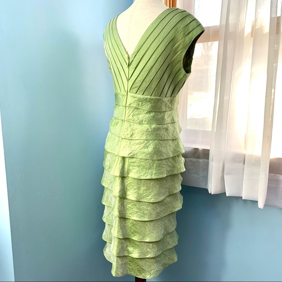 Adrianna Papell | Dresses | Adrianna Papell Sage Green Shutter Pleat ...